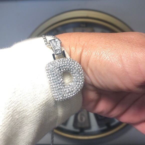 Jewelry | New Silver Ice Bubble Letter Pendant Necklace | Poshmark